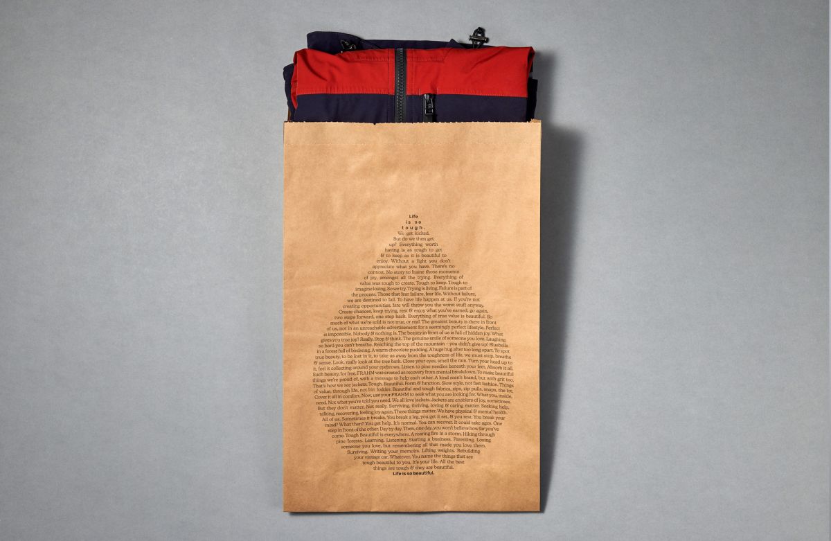 Tear Drop / Rain Drop Packaging | Client: FRAHM Jackets | Supple Studio